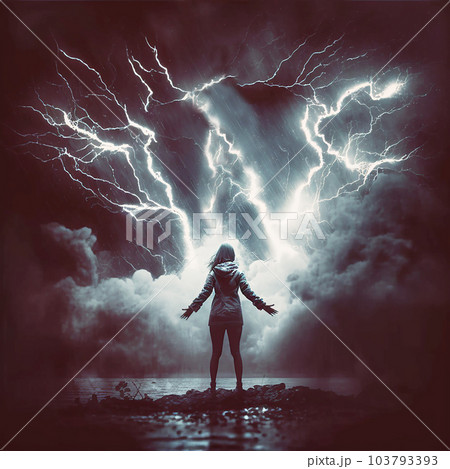 Thunder And Lightning Drawing Character Frankenstein In Lighting Storm