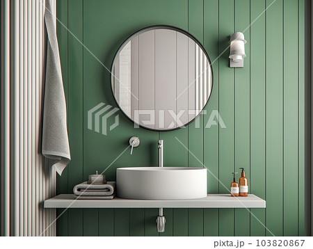 Realistic interior mockup bathroom ceramic sink...のイラスト素材 [103820867 ...