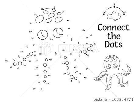 Vector dot-to-dot and color activity with cute...のイラスト素材 [103834771 ...