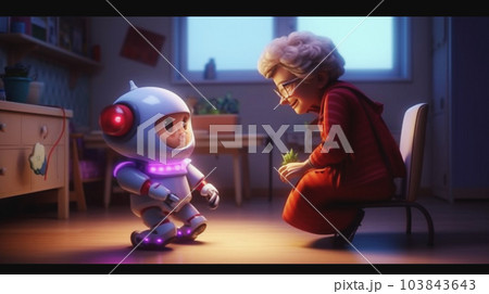 AIロボットとおばあちゃんが会話 Ai生成画像 Robot talks with grandmaのイラスト素材 [103843643] - PIXTA
