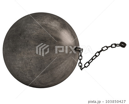 Isolated 3d rendering of a big ball and chainのイラスト素材 [103850427] - PIXTA