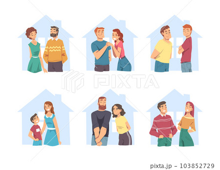 Smiling People Having Own House and Dwelling...のイラスト素材 [103852729] - PIXTA