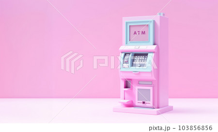 Cute pastel color ATM machine in room with copy...のイラスト素材 [103856856 ...