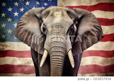Republican elephant with american flagのイラスト素材 [103857458] - PIXTA