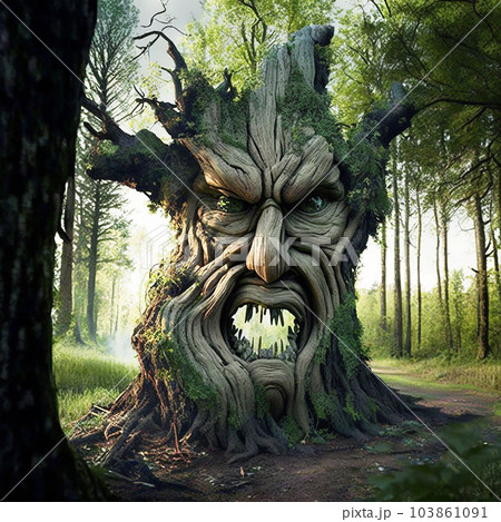 怒る木 自然破壊 イラスト アート（AI生成画像）のイラスト素材 [103861091] - PIXTA