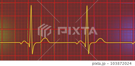 A normal electrocardiogram, 3D illustration...のイラスト素材 [103872024] - PIXTA