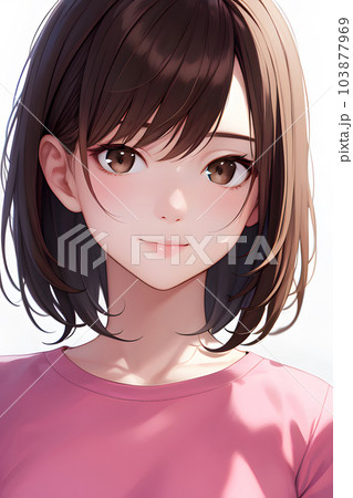 ミディアムショートヘアの女性のイラストのイラスト素材 103877969 Pixta 4737