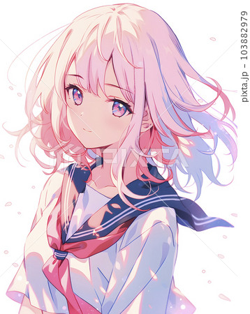 女子高生の立ち姿 全身 アニメイラスト（Generative AI）のイラスト素材 [103882979] - PIXTA