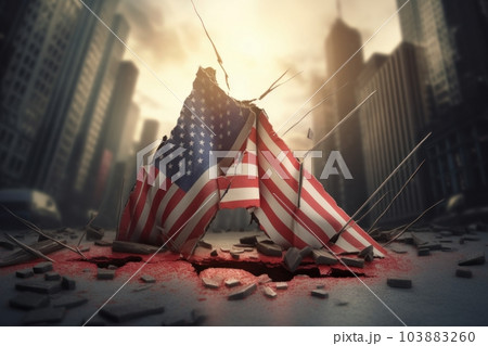 The fallen American flag against the background...のイラスト素材 [103883260 ...