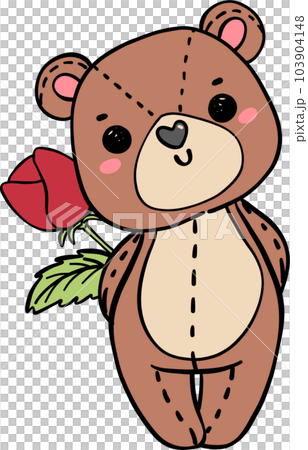 How To Draw A Teddy Bear Holding A Rose