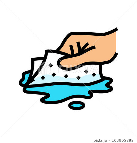 soaking spills with paper towel color icon...のイラスト素材 [103905898] - PIXTA