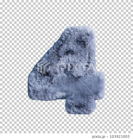 Number 4. Fluffy gray letters. - Stock Illustration [103921003] - PIXTA