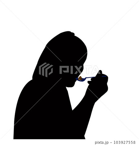 a woman eating, head silhouette vectorのイラスト素材 [103927558] - PIXTA