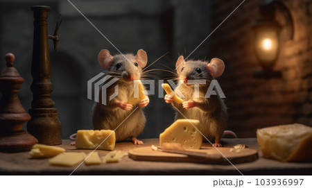 Mouse eating cake with Generative Aiのイラスト素材 [103936997] - PIXTA