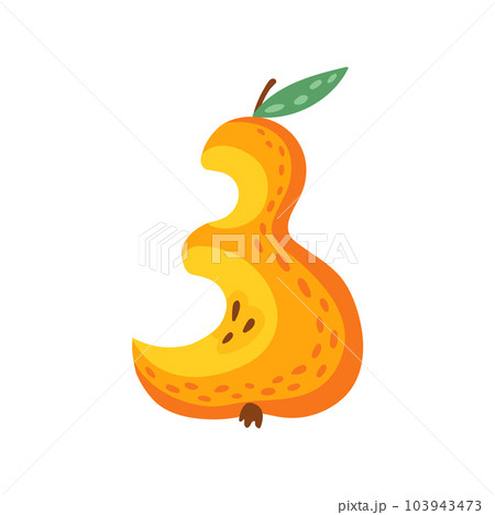 Three digit ABC font element in shape of pear,...のイラスト素材 [103943473 ...