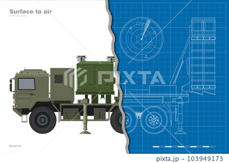 Air defense missile system drawing. Surface to...のイラスト素材 [103949173 ...