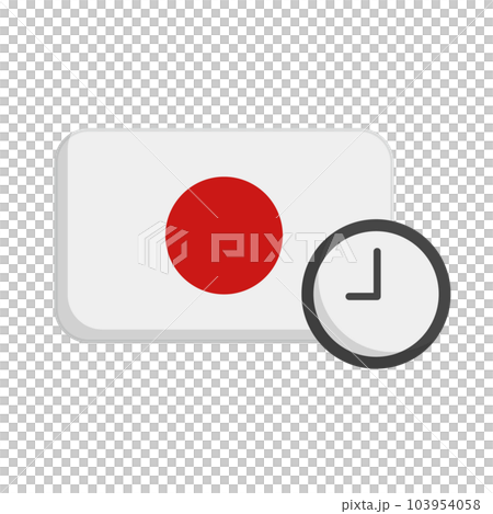 日本時間圖標。日本國旗和時鐘。向量。-插圖素材 [103954058] - PIXTA圖庫
