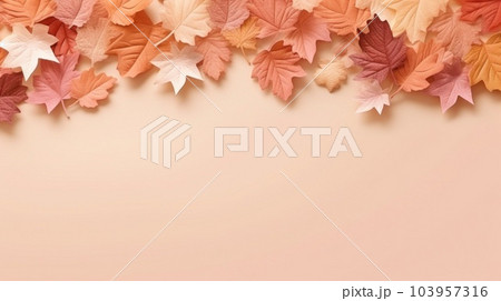 Autumn Background with Falling Leaves in Pastel...のイラスト素材 [103957316 ...