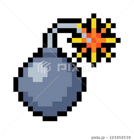 Pixel 8-bit Bomb Object as Video Game Style...のイラスト素材 [103958539] - PIXTA