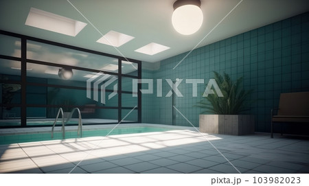 Indoor swimming pool in a luxury modern home....のイラスト素材 [103982023] - PIXTA