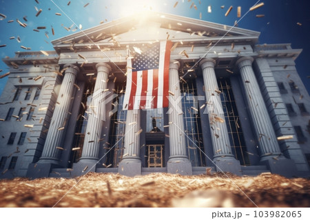 The American bank building is collapsing. Bank...のイラスト素材 [103982065 ...