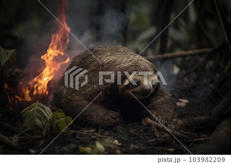 Image of sloth exhausted in the midst of...のイラスト素材 [103982209] - PIXTA