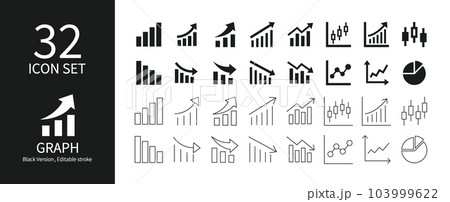 グラフや業績に関連したアイコンセットのイラスト素材 [103999622] - PIXTA