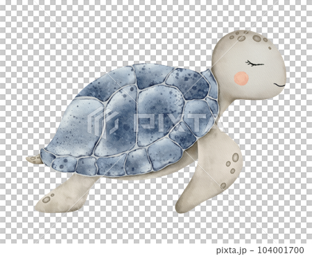 Cute Sea Turtle in blue and grey color on...のイラスト素材 [104001700] - PIXTA