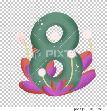 hand painted numbers decorated with flowersのイラスト素材 [104027852] - PIXTA