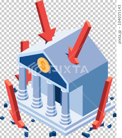 Isometric Banking with Falling Arrow-插圖素材 [104035143] - PIXTA圖庫