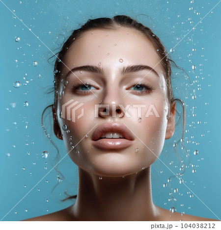 Portrait of young beautiful woman with water...のイラスト素材 [104038212] - PIXTA