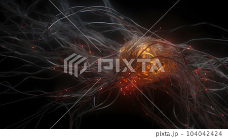 microscopic tiny orange wires structure with...のイラスト素材 [104042424] - PIXTA