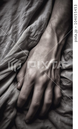 A close-up of a person's hand laying down under...のイラスト素材 [104055453 ...