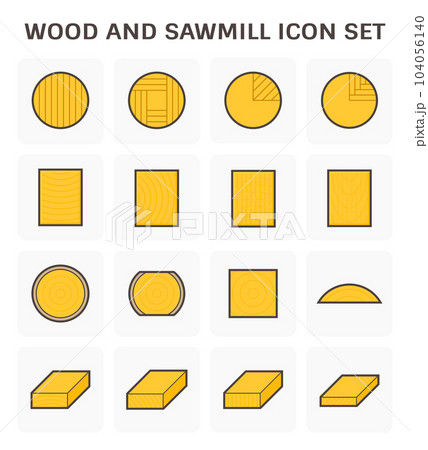 Wood and sawmill vector icon set design.のイラスト素材 [104056140] - PIXTA
