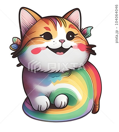 Fat Cat Smile hug Rainbowのイラスト素材 [104064046] - PIXTA