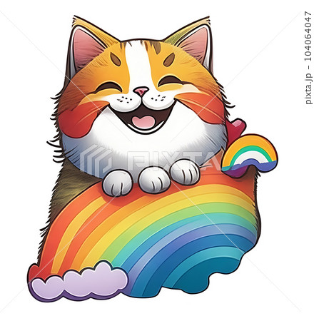Fat Cat Smile hug Rainbowのイラスト素材 [104064047] - PIXTA