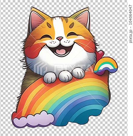 Fat Cat Smile hug Rainbowのイラスト素材 [104064047] - PIXTA
