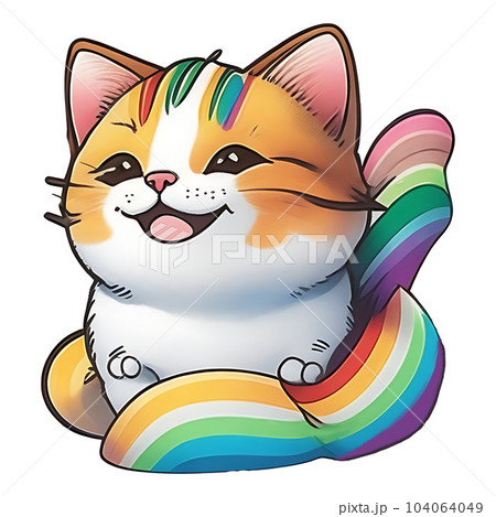 Smiley Fat Cat Rainbowのイラスト素材 [104064049] - PIXTA