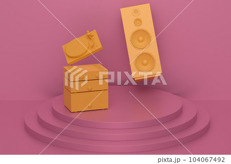 Abstract scene or podium with Hi-fi speakers...のイラスト素材 [104067492] - PIXTA