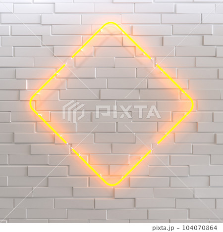 Bright glowing neon rectangular sign on white...のイラスト素材 [104070864] - PIXTA