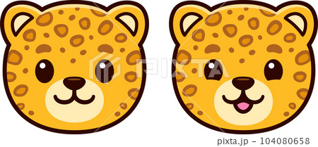 Cute cartoon leopard face iconのイラスト素材 [104080658] - PIXTA