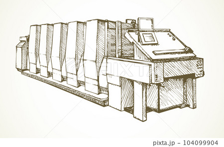 Modern printing press.Vector sketchのイラスト素材 [104099904] - PIXTA