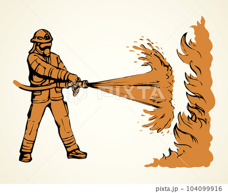 Fireman Putting Out Fire Clipart Drawing