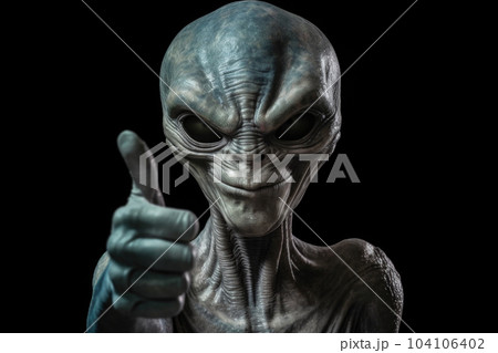Alien humanoid shows thumb up gesture on dark...のイラスト素材 [104106402] - PIXTA