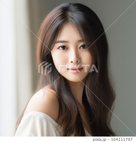Portrait of beautiful asian woman with...のイラスト素材 [104111797] - PIXTA