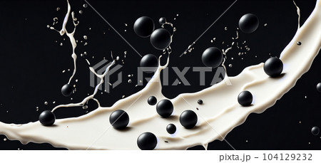 Bubble milk tea with tapioca balls splashing...の写真素材 [104129232] - PIXTA