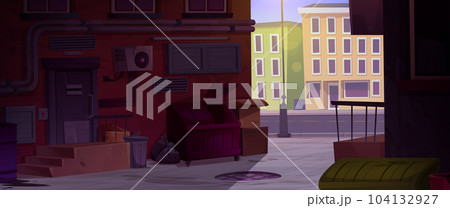 Old city alley street cartoon vector backgroundのイラスト素材 [104132927] - PIXTA