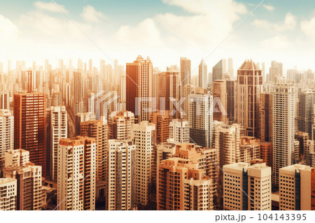 Aerial view of a huge metropolis.のイラスト素材 [104143395] - PIXTA