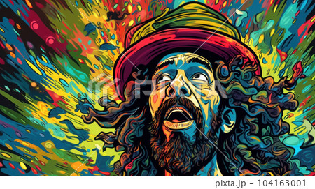 Illustration Male reggae portrait paintingのイラスト素材 [104163001] - PIXTA