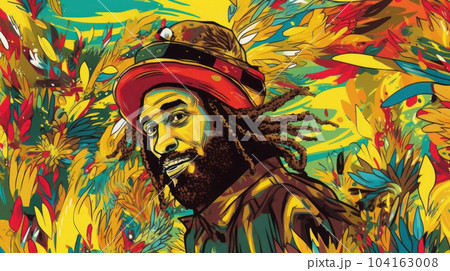Illustration painting male reggae portraitのイラスト素材 [104163008] - PIXTA